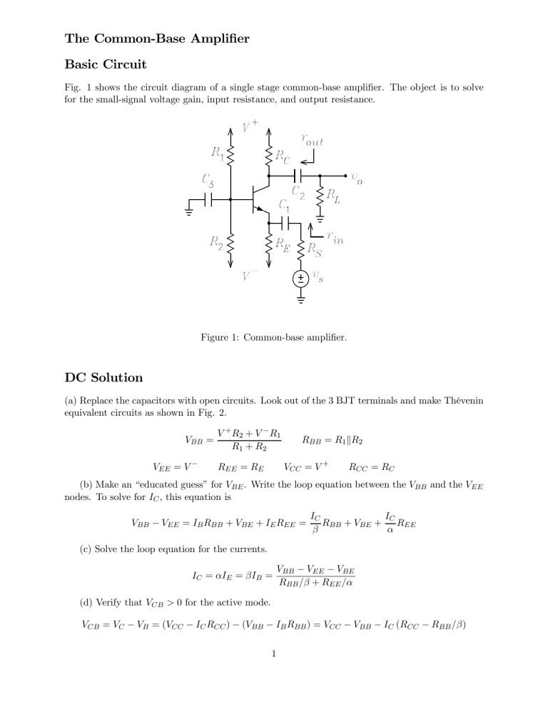 Common-Base Amplifier Analysis: DC, AC, & Small-Signal Models