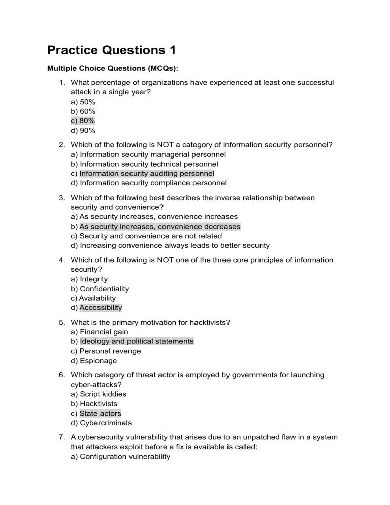 Information Security Practice Questions