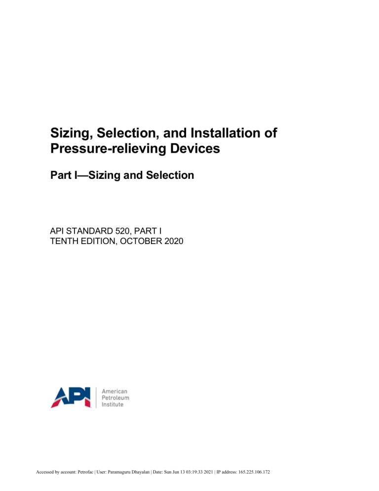 API 520: Pressure-Relieving Device Sizing & Selection