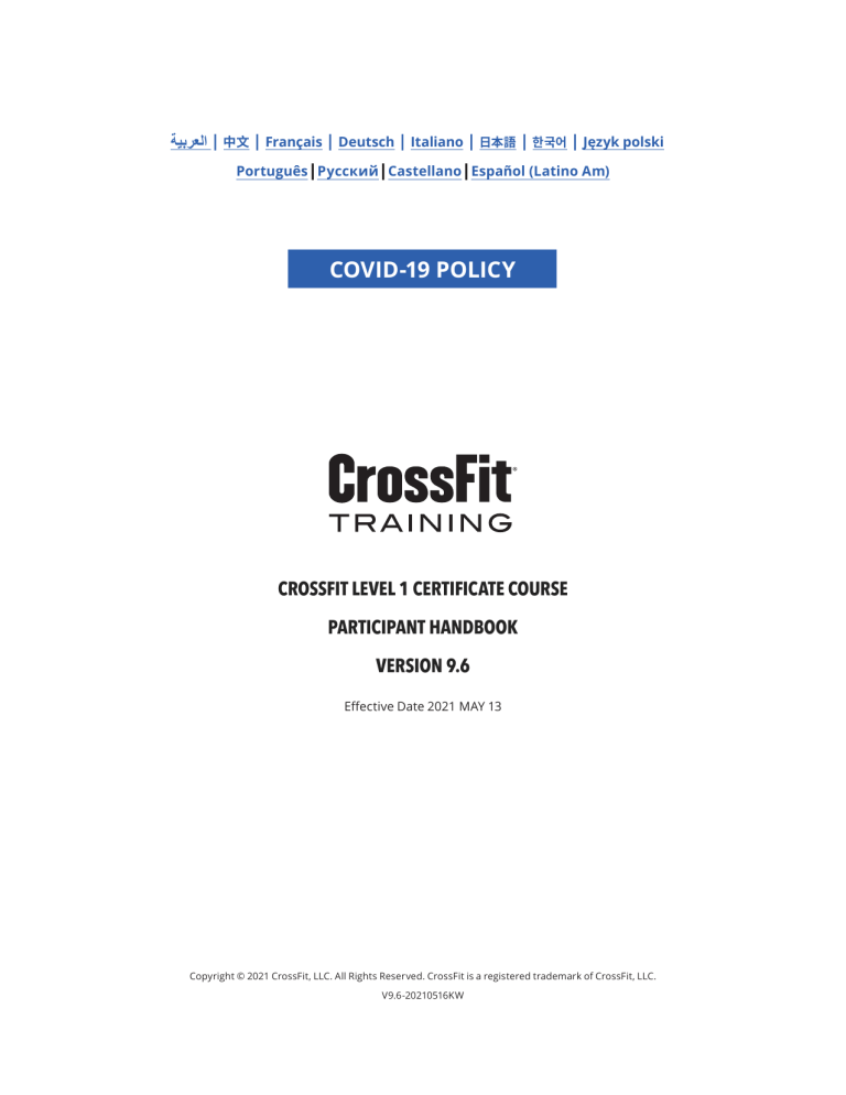 CrossFit Level 1 Certificate Course Handbook