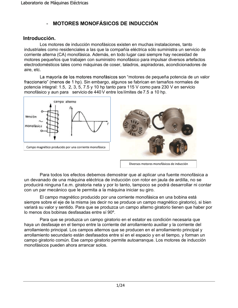 Motores de Inducción Monofásicos: Principios y Operación