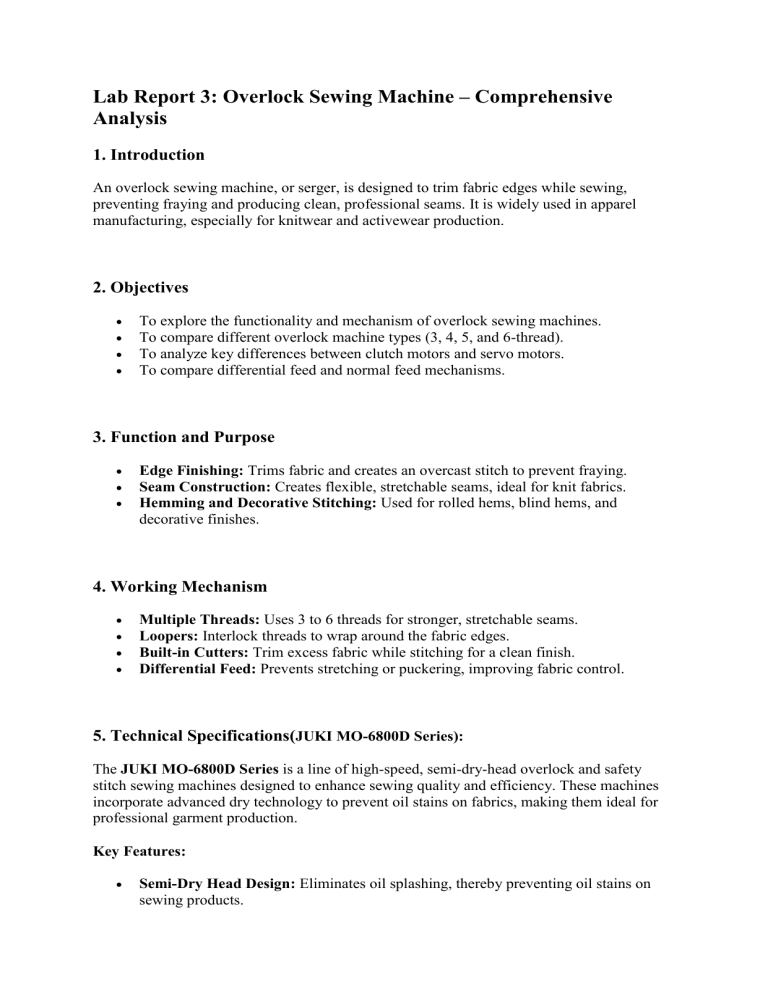 Overlock Sewing Machine Analysis: Types & Mechanisms