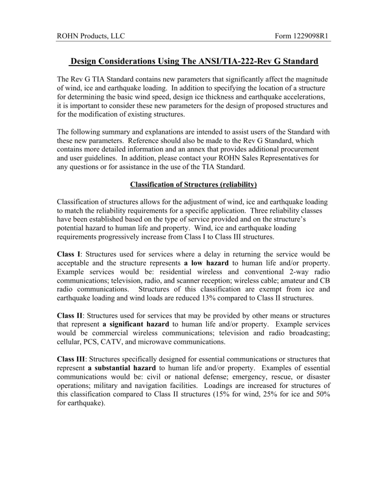 ANSI/TIA-222-Rev G Design Considerations for Structures
