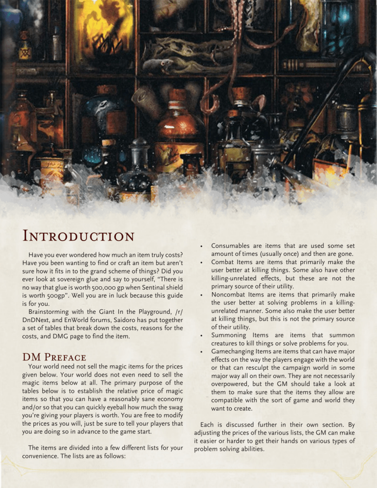 D&D 5e Magic Item Price Guide: Consumables & Combat Items