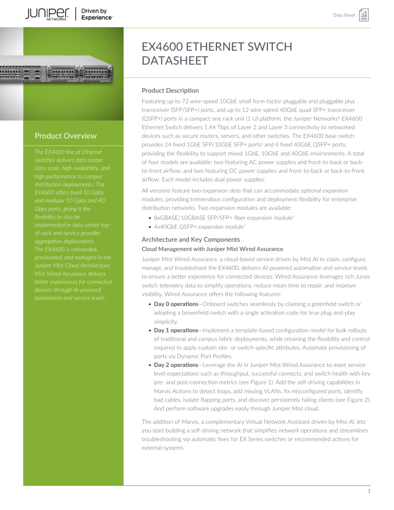EX4600 Ethernet Switch Data Sheet | Juniper Networks