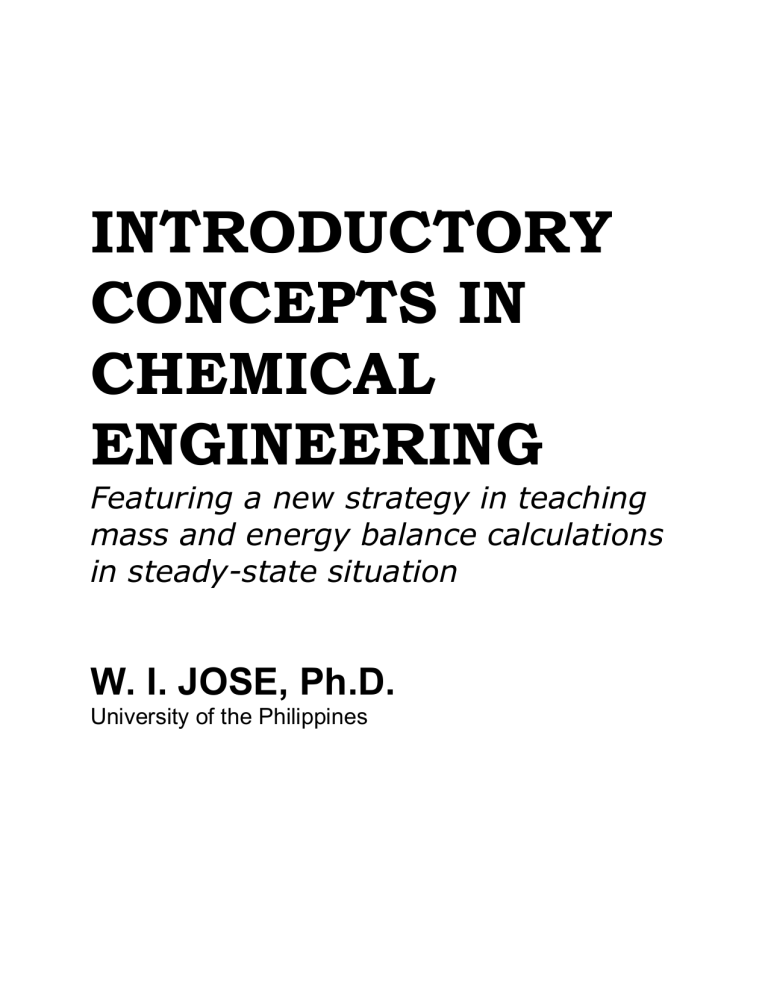 Chemical Engineering: Mass & Energy Balance Textbook