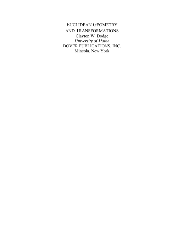 Euclidean Geometry and Transformations Textbook