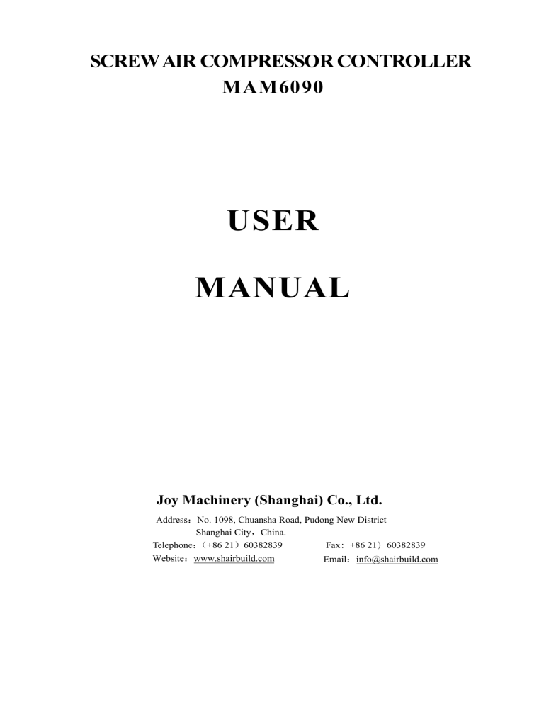 MAM6090 Screw Air Compressor Controller User Manual