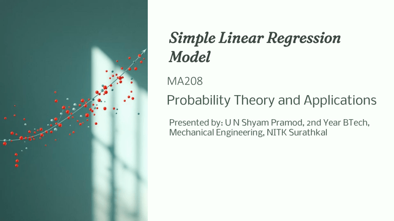 Simple Linear Regression Model: Theory & Applications