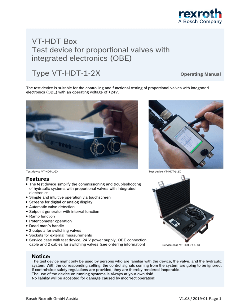 VT-HDT Box Operating Manual: Proportional Valve Tester