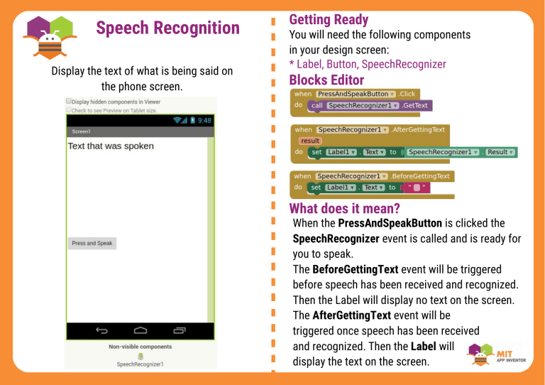 Speech Recognition App Tutorial with MIT App Inventor