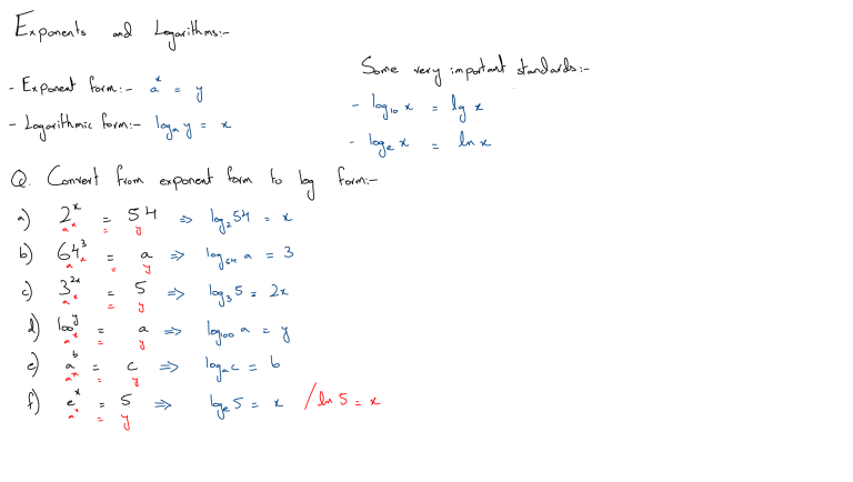 Exponents and Logarithms Lecture Notes