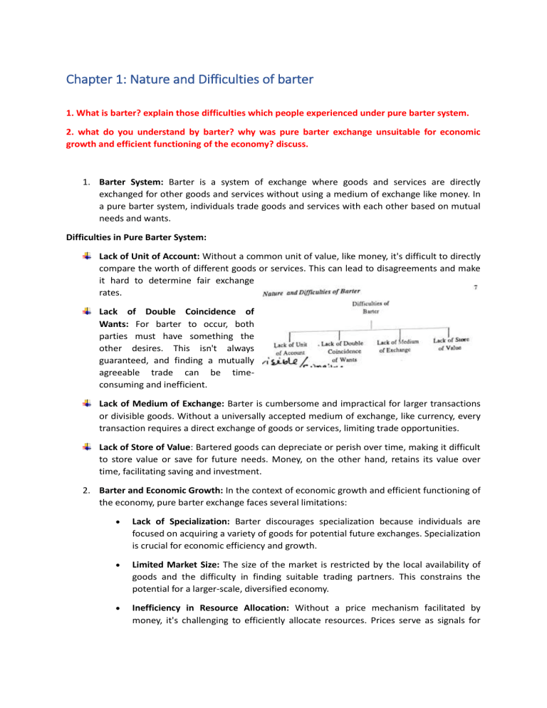 Barter System & Evolution of Money: Economics Course Material