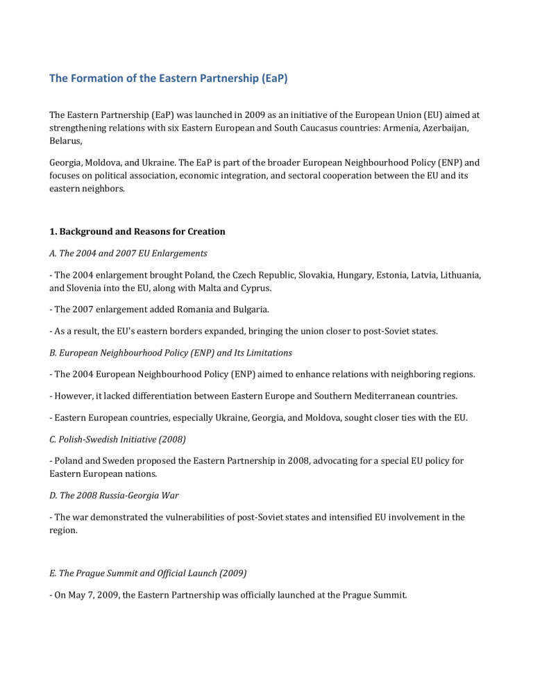 Eastern Partnership (EaP): Formation, Objectives, and Challenges