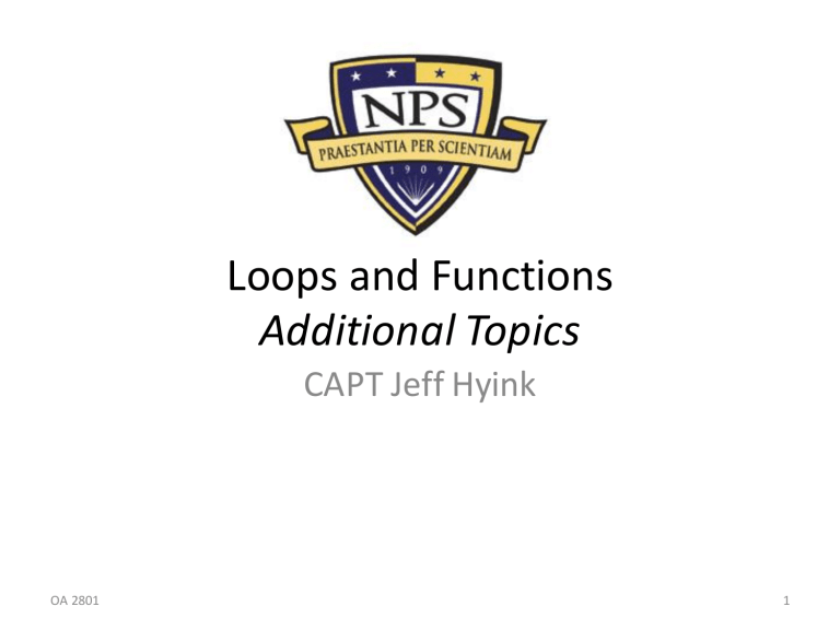 Loops and Functions: Advanced Topics Presentation