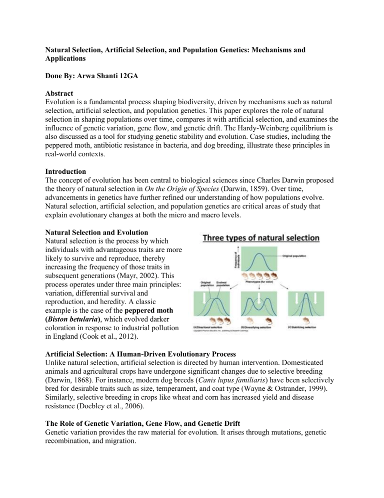 Natural & Artificial Selection: Population Genetics
