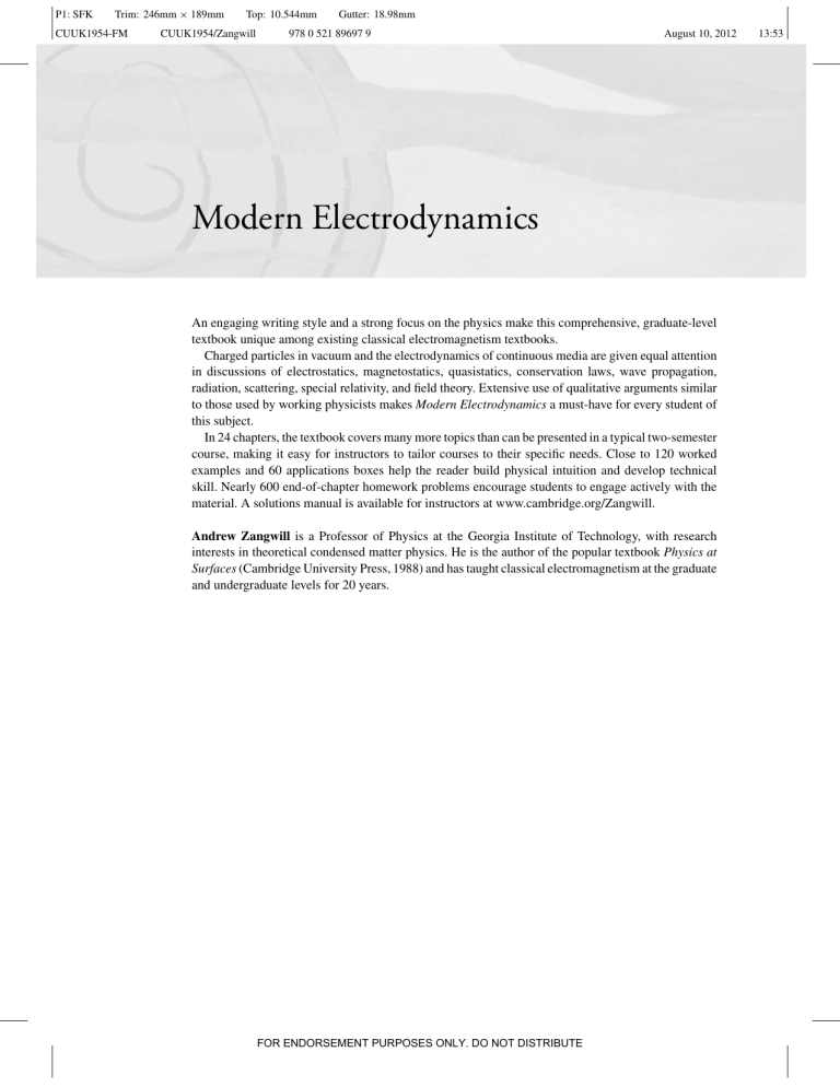 Modern Electrodynamics Textbook by Zangwill