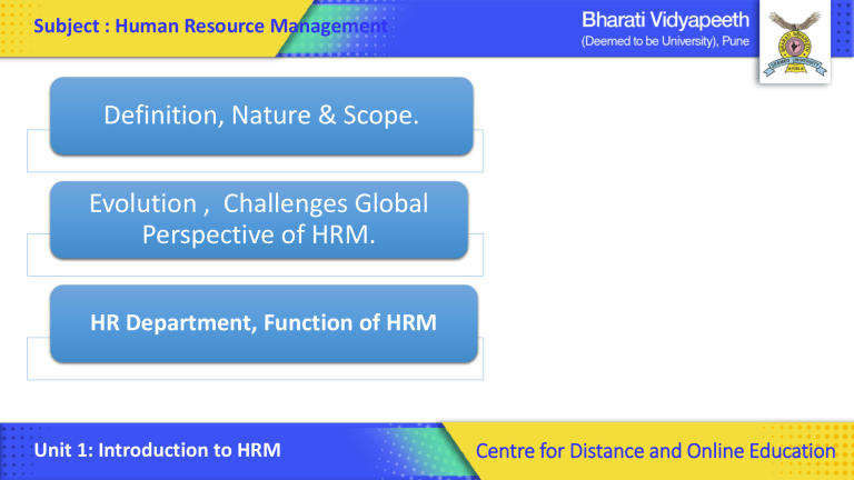 Human Resource Management: Definition, Scope, Challenges