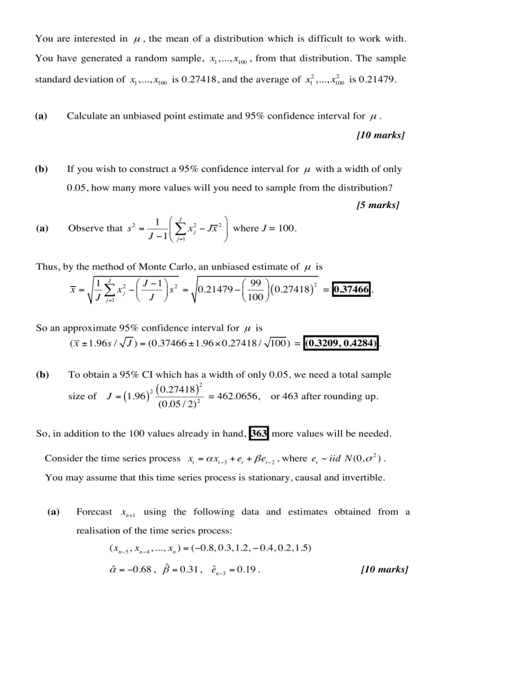 Statistics & Time Series Exam Solutions