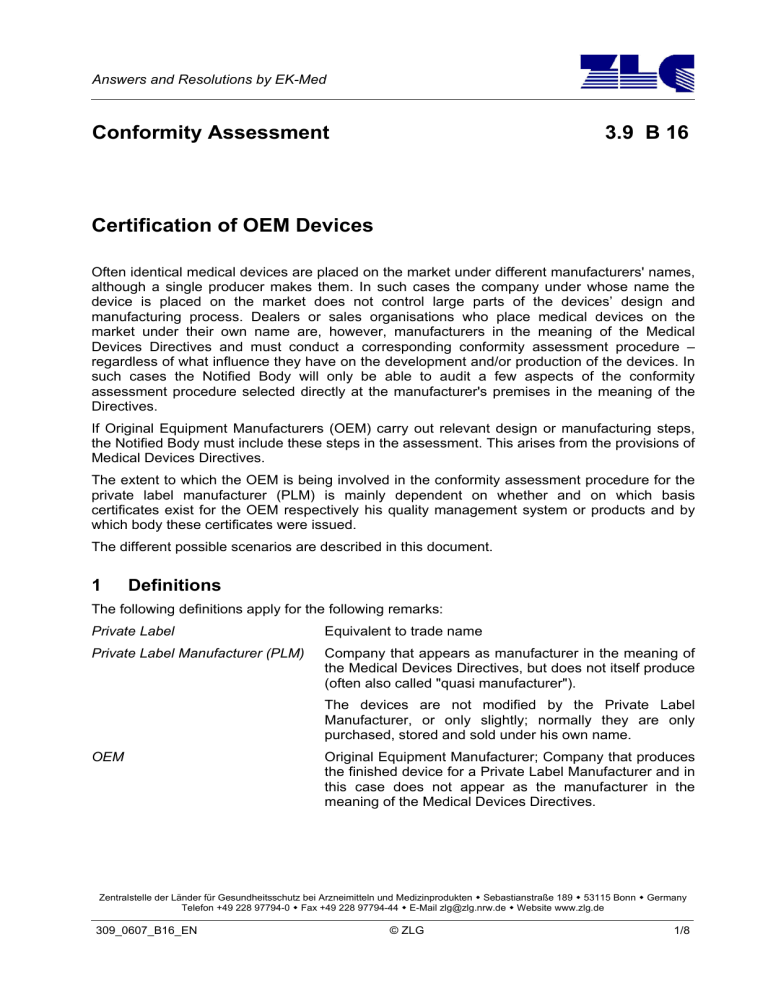 OEM Device Certification: Conformity Assessment Guidance