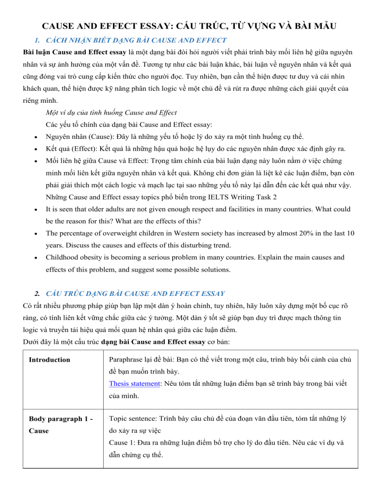 Cause & Effect Essay Guide: Structure, Vocab, Examples