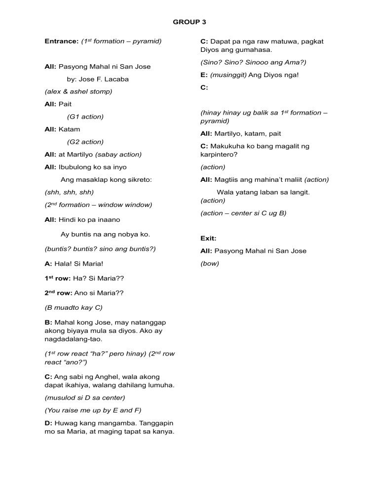 Pasyong Mahal ni San Jose Script by Jose F. Lacaba