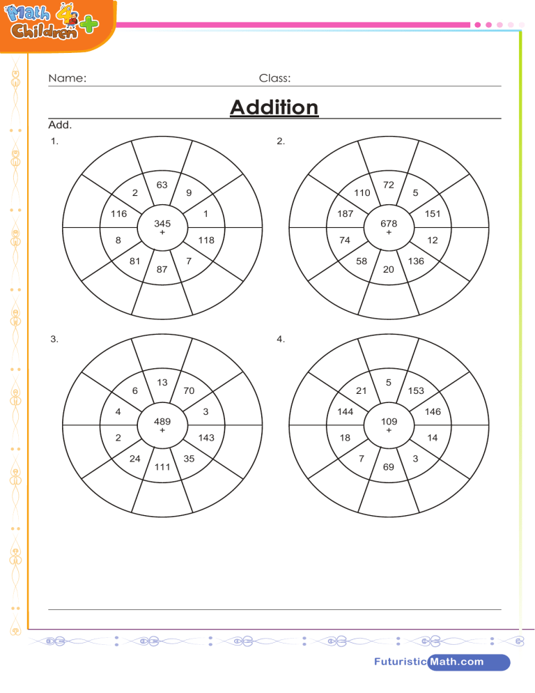 Addition Worksheet: Elementary Math Practice
