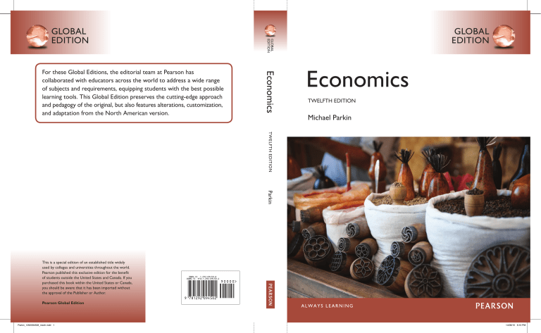 Economics Textbook, 12th Edition by Michael Parkin