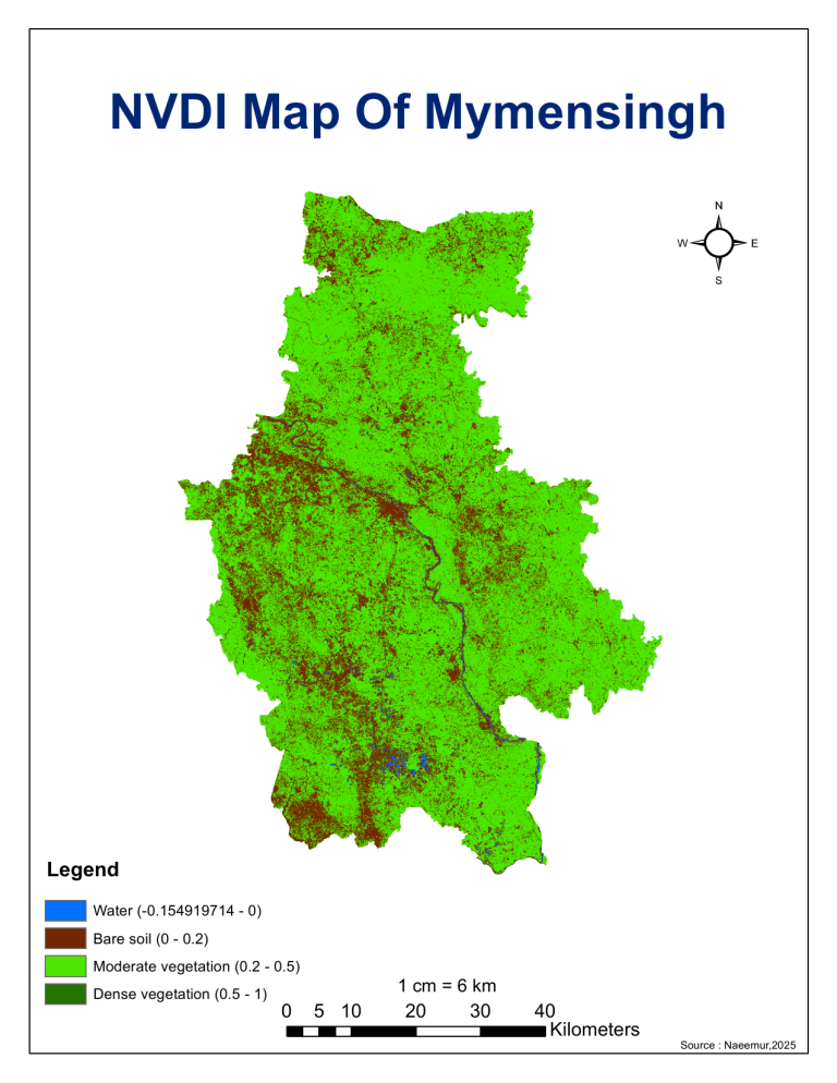 NDVI Map of Mymensingh: Vegetation Density Analysis