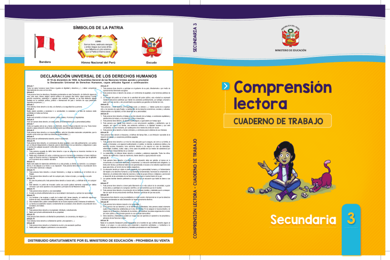 Cuaderno de Comprensión Lectora, 3er Grado, Secundaria