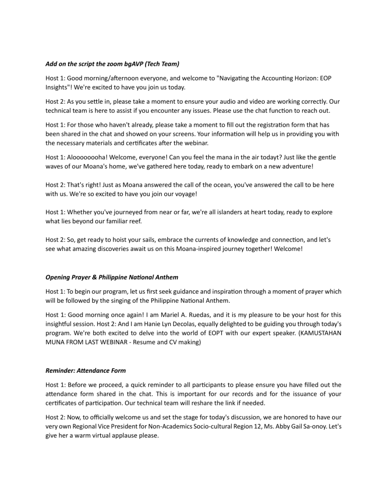 Accounting Webinar Script: EOP Insights