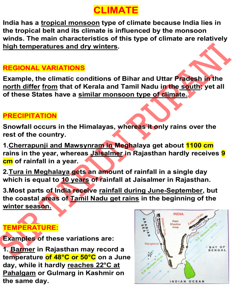 India's Climate: Monsoon, Temperature, and Factors