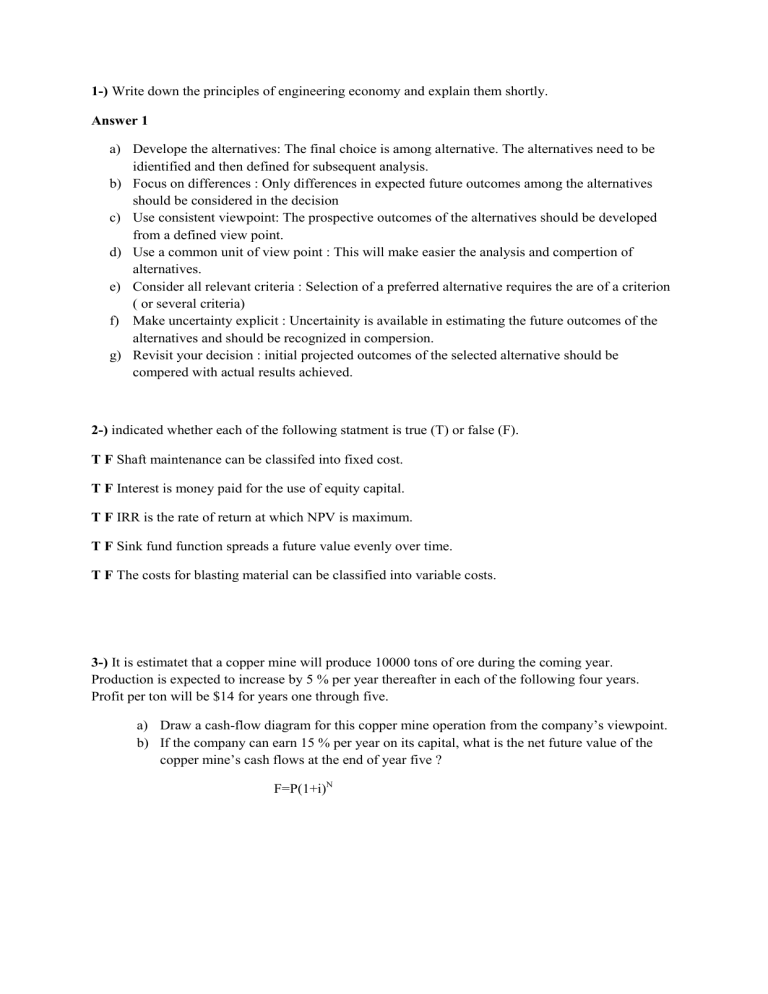 Engineering Economy Exam: NPV, IRR, Cost Analysis