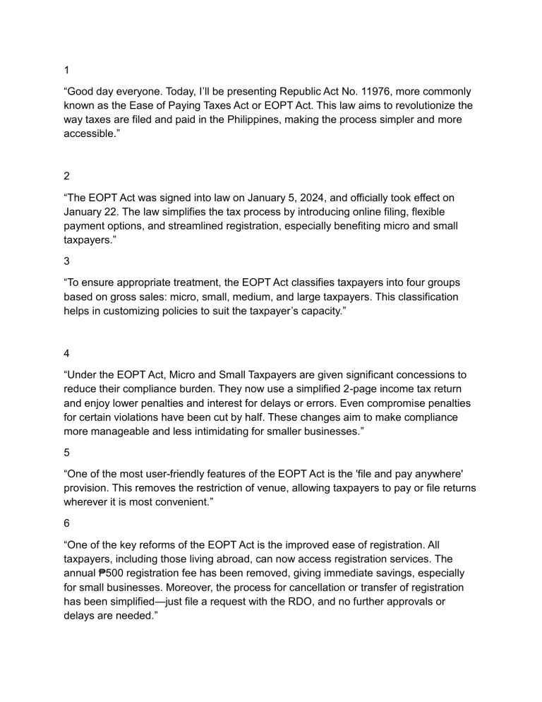 Ease of Paying Taxes Act (EOPT) Presentation