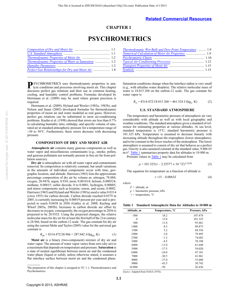 Psychrometrics: Moist Air Properties & Charts | ASHRAE