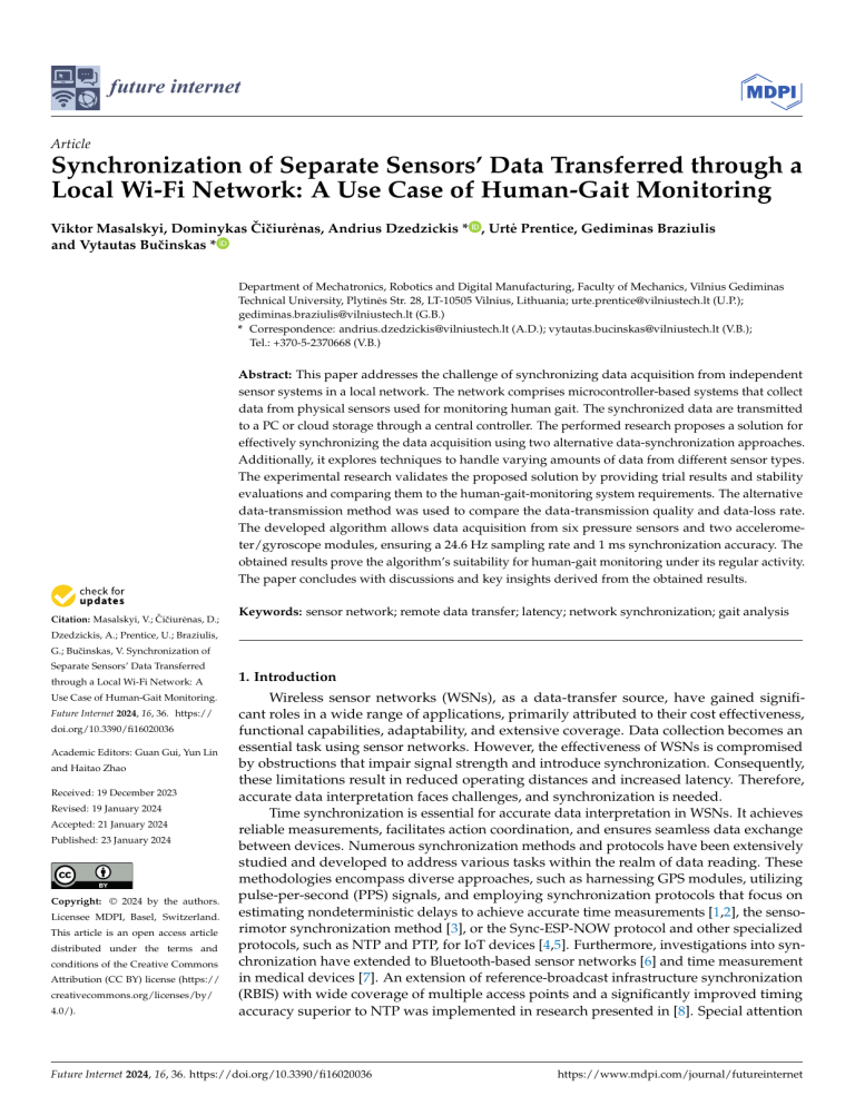 Sensor Data Synchronization for Human Gait Monitoring