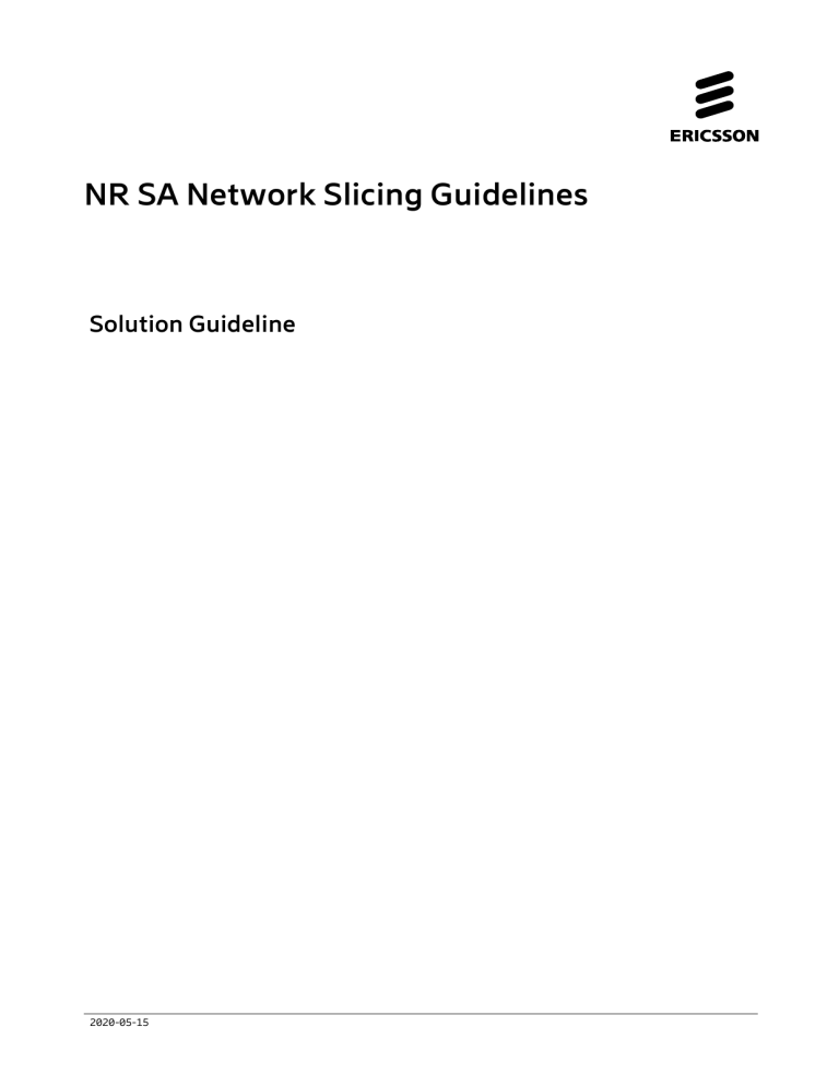 NR SA Network Slicing Guidelines: Solution Guideline