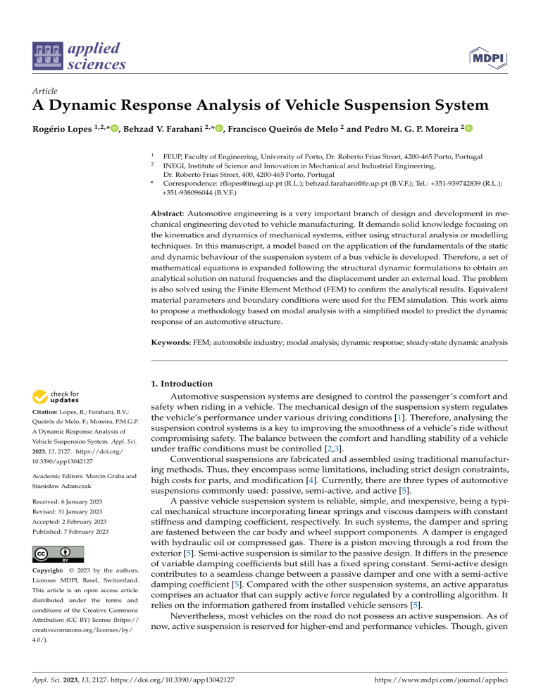 Vehicle Suspension Dynamic Response Analysis using FEM