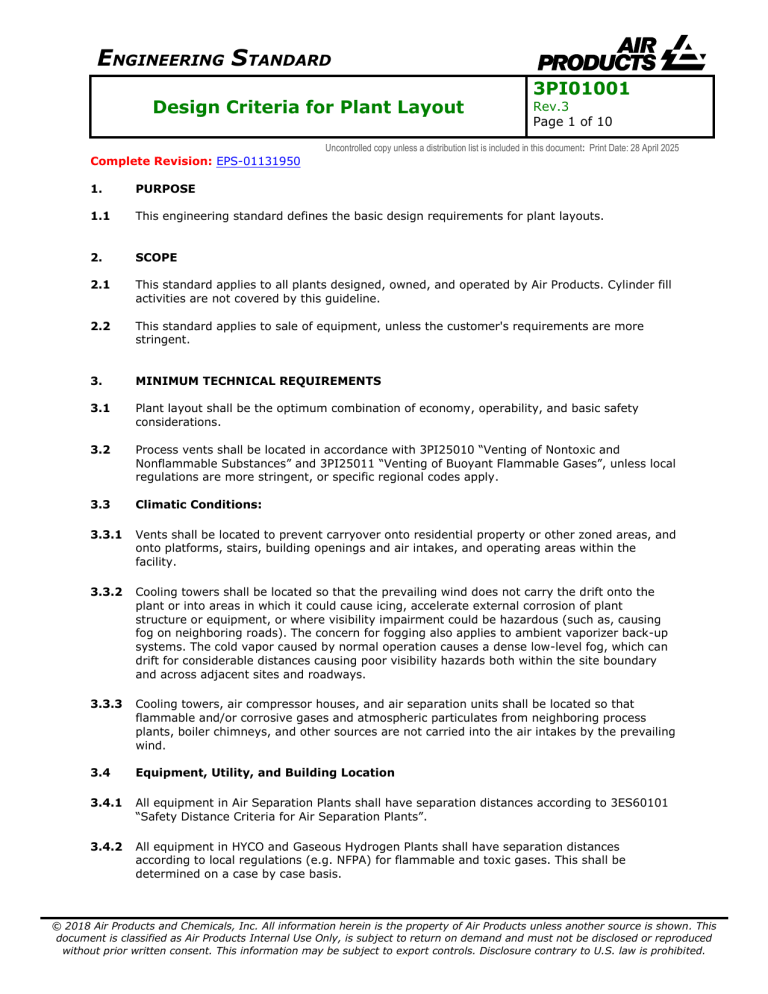Plant Layout Design Criteria - Engineering Standard