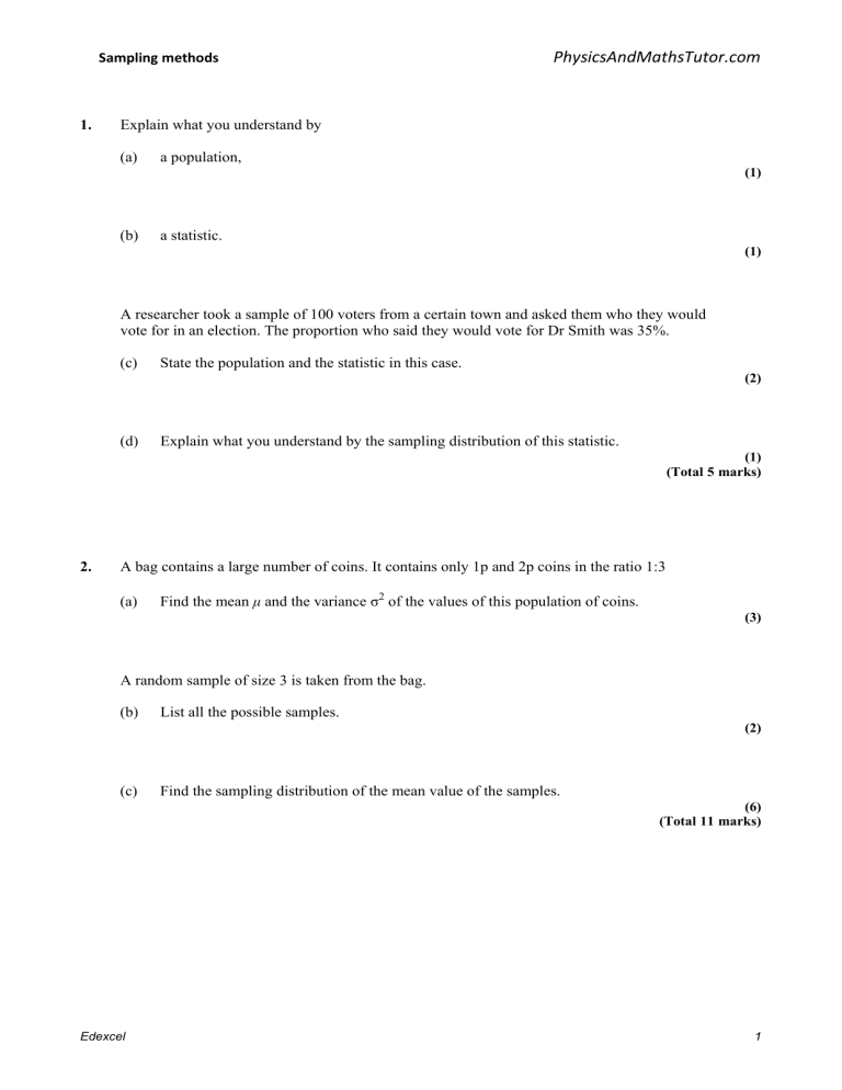 Sampling Methods Exam Questions