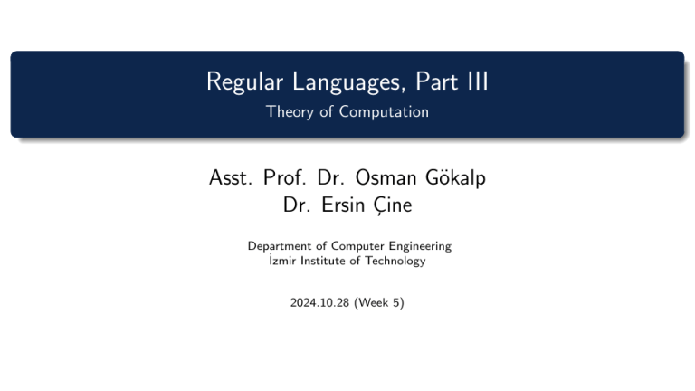 Regular Languages & Automata Theory: Presentation