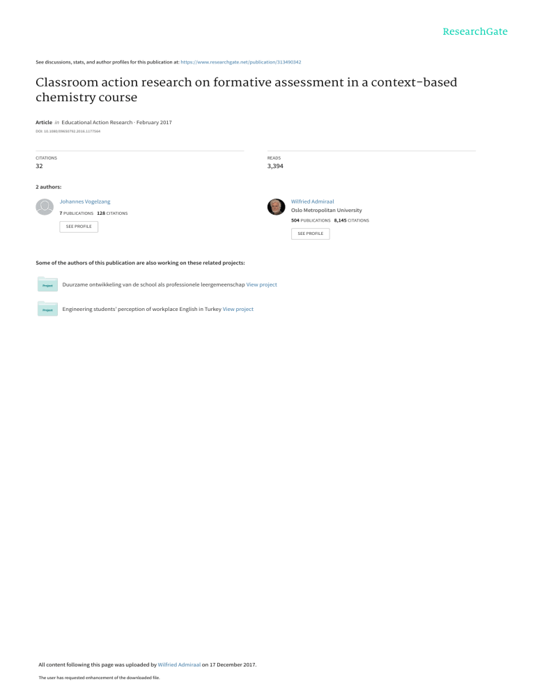 Formative Assessment in Context-Based Chemistry