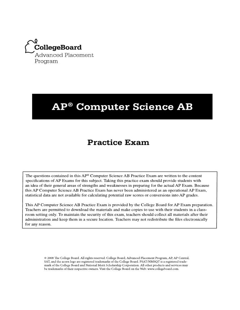 AP Computer Science AB Practice Exam