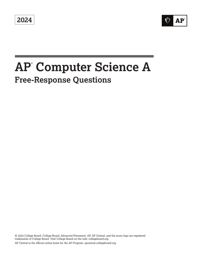 AP Computer Science A: 2024 Free-Response Questions