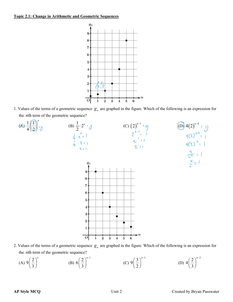 Arithmetic & Geometric Sequences Test - High School Math
