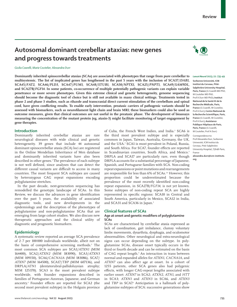 Autosomal Dominant Cerebellar Ataxias: New Genes & Treatments