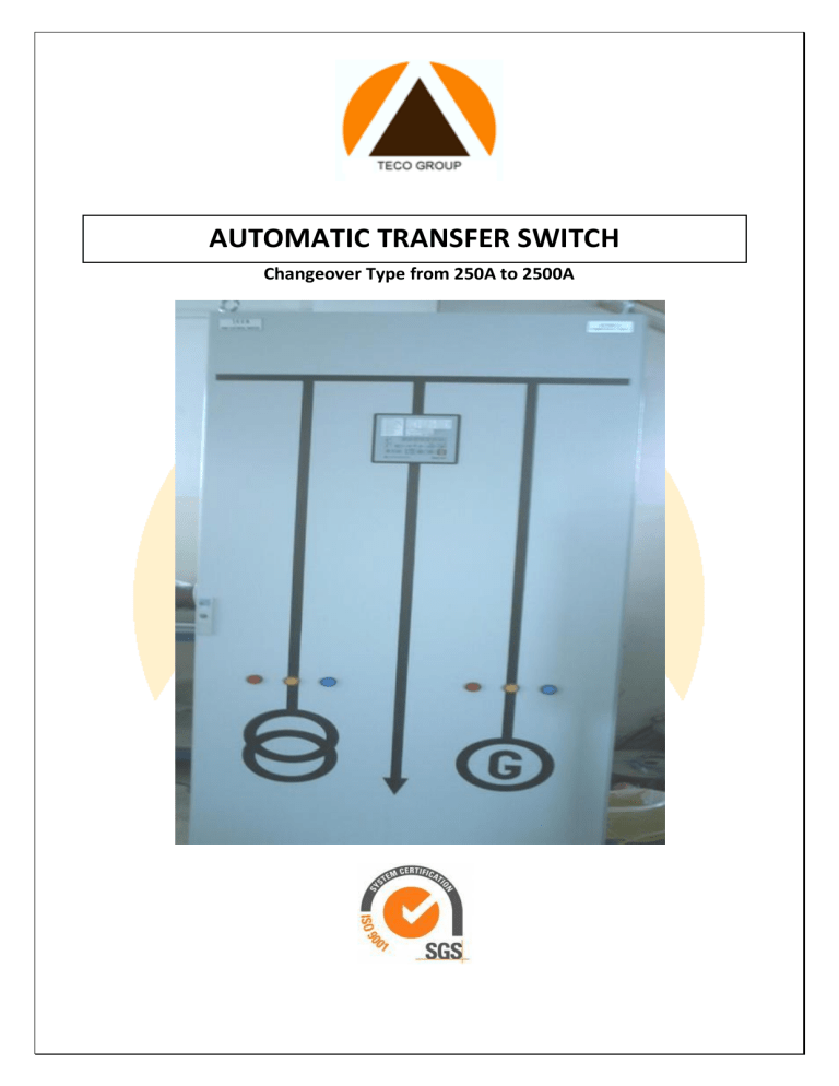 Automatic Transfer Switch (ATS) Specs: 250A-2500A