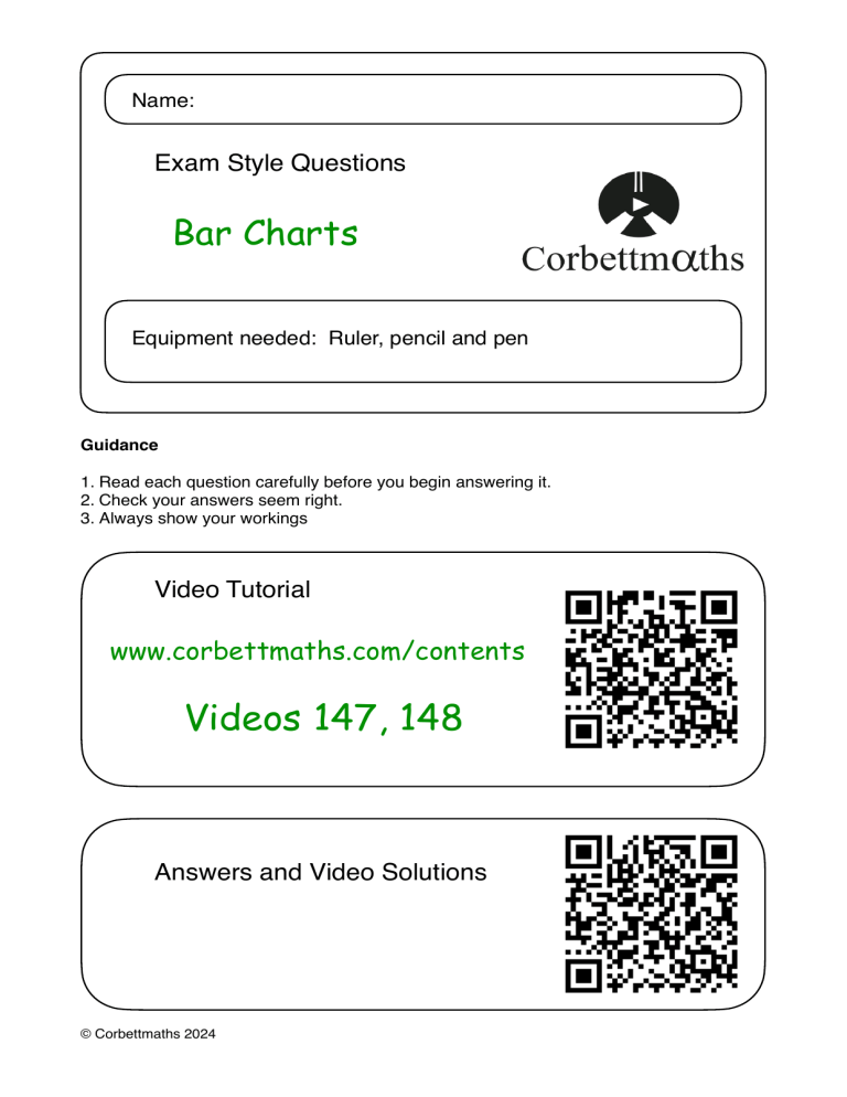 Bar Charts Exam Questions - Corbettmaths