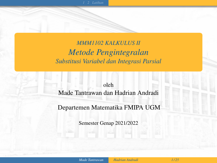 Kalkulus II: Metode Integrasi - Substitusi & Parsial