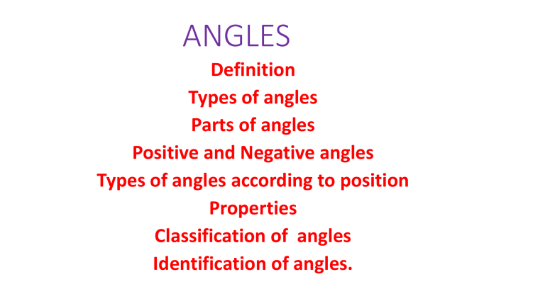 Angles: Definition, Types, and Properties - Geometry Presentation